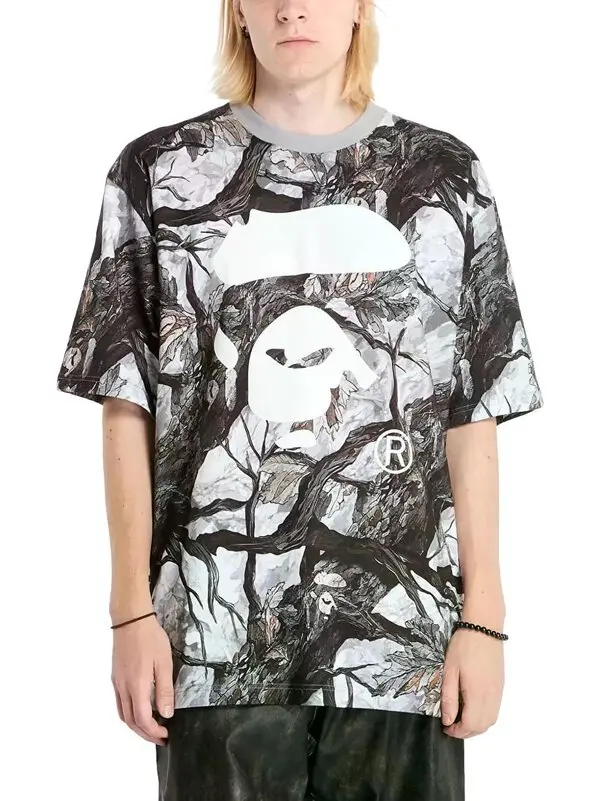 A BATHING APE Tree Edge Camo Ape Face T-shirt - White