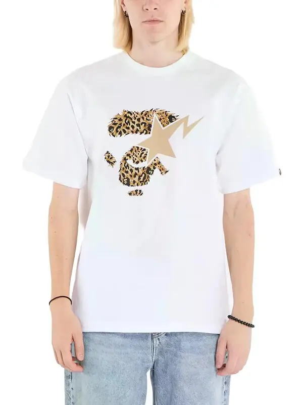A BATHING APE Wild Leopard Ape Face T-shirt - White