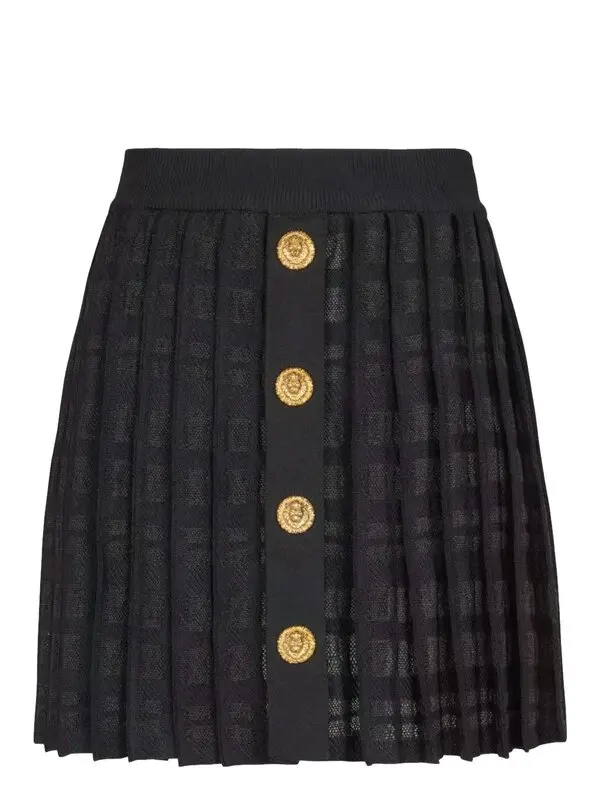 Balmain Plaid Pleated Skirt - Black