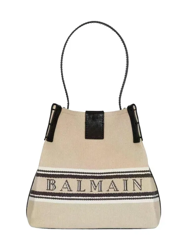 Balmain Striped-detail Bucket Bag - Neutrals