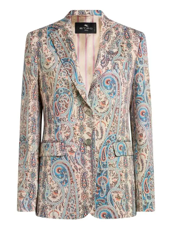 Etro Single-breasted Jacquard Blazer - Neutrals