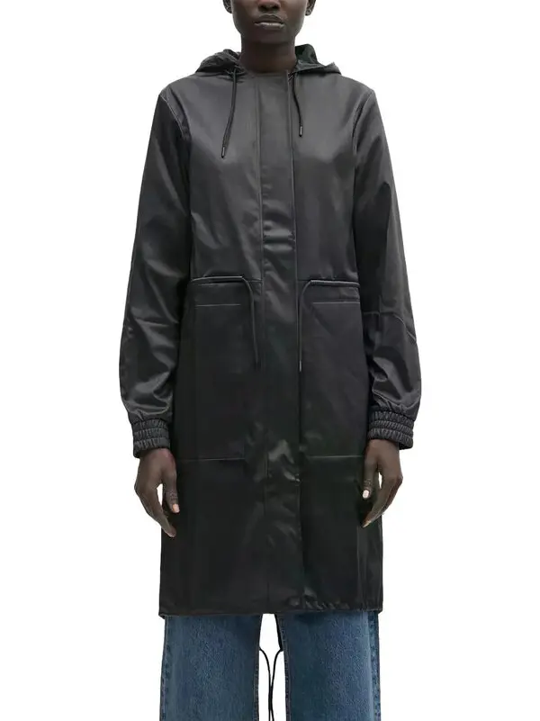 Rains Hooded Pocket Parka - Black