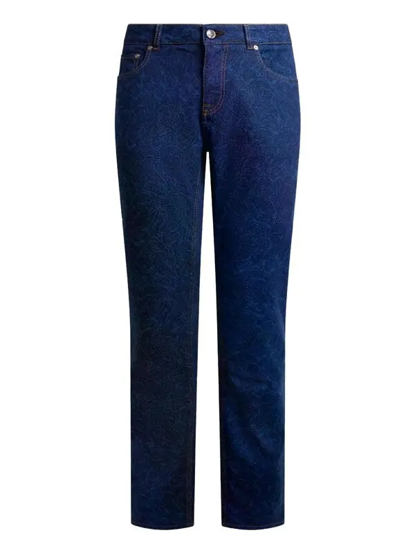 Etro Jacquard Floral Paisley Jeans - Blue