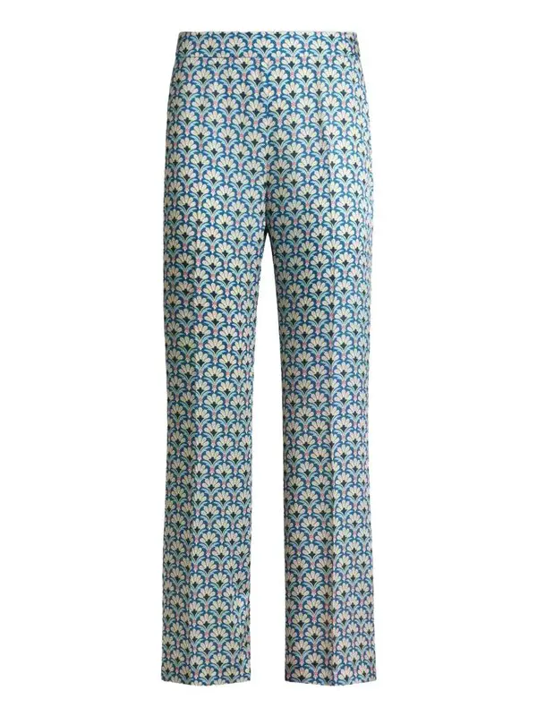 Etro Palm-motif Bootcut Trousers - Blue