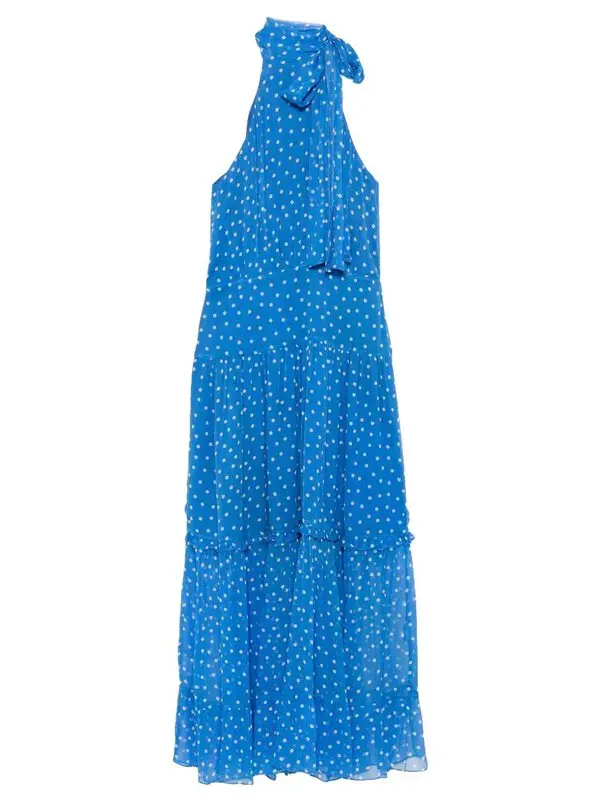 Rixo Polka Dot-pattern Halterneck Maxi Dress - Blue