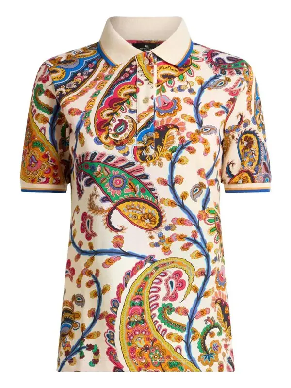 Etro Floral Paisley Polo Top - Neutrals