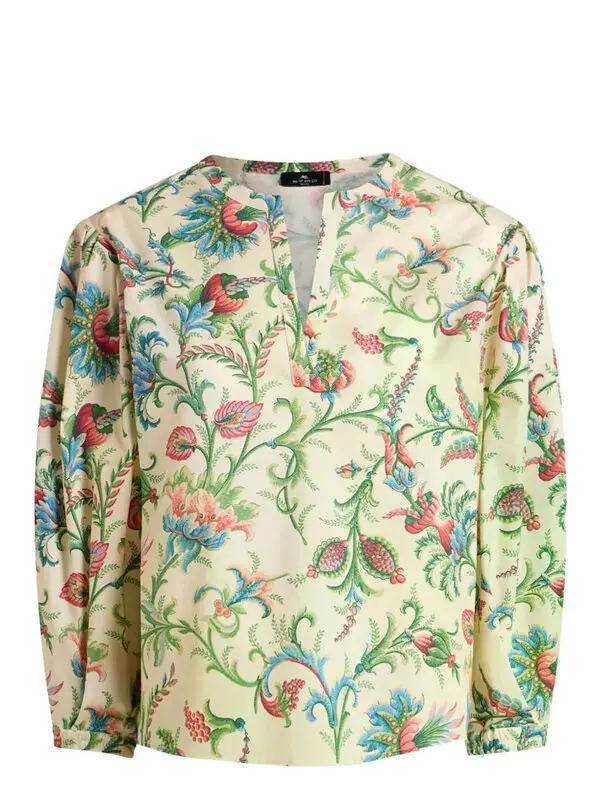 Etro Floral-motif V-neck Top - Neutrals