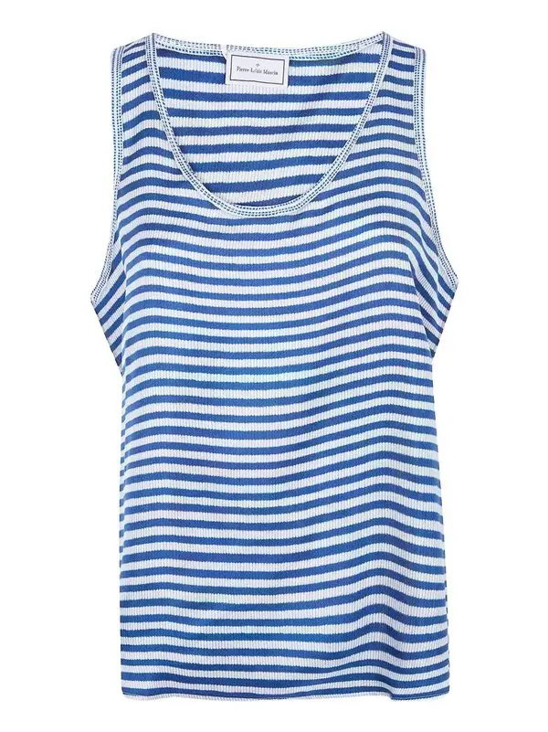PIERRE-LOUIS MASCIA Striped Silk Tank Top - Blue