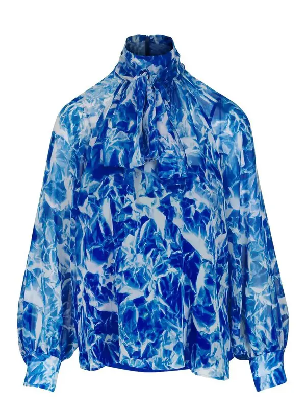 Akris Tie-neck Printed Blouse - Blue