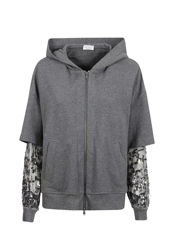 Brunello Cucinelli Sequin-embellished Hoodie - Grey