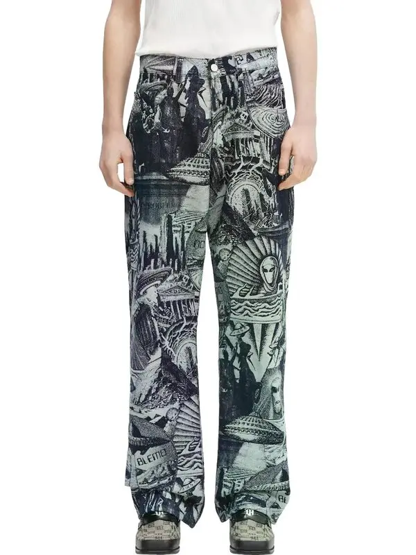 Aries Graphic-print Jeans - Blue