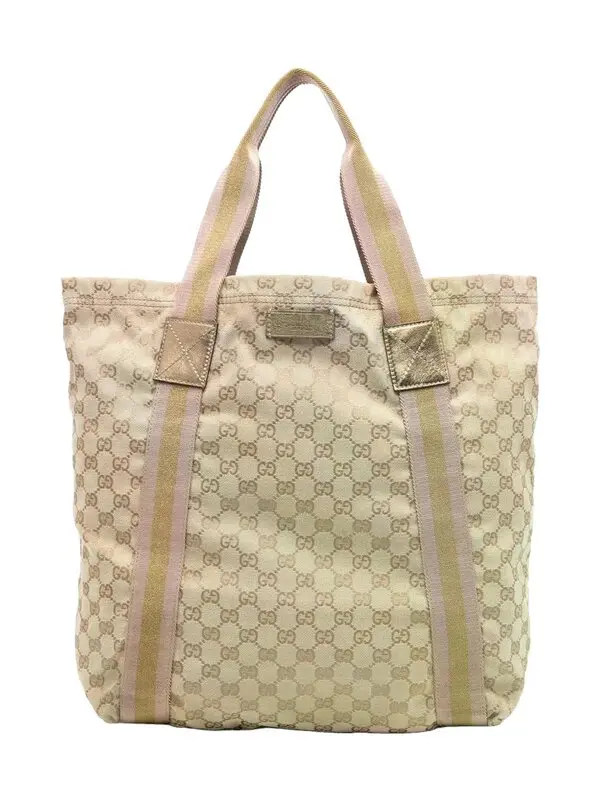 Gucci Gg Canvas Web Tote Bag - Brown