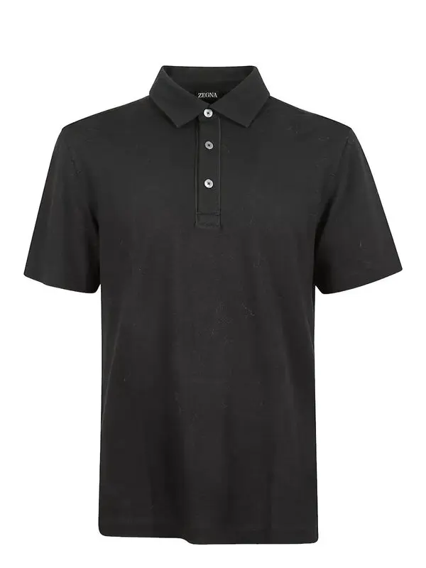 Zegna Buttoned Polo Shirt - Black