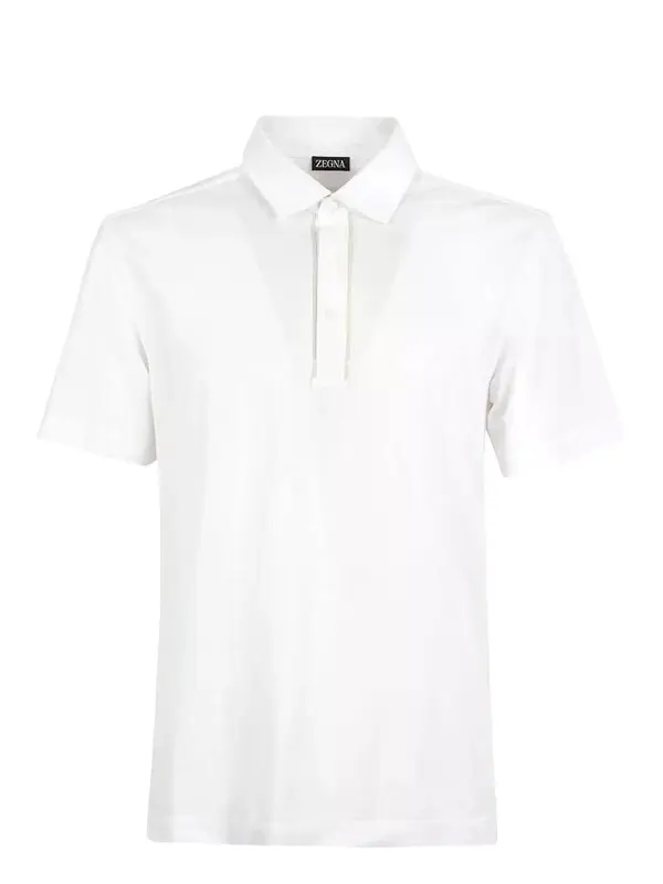 Zegna Buttoned Piped-trim Polo Shirt - White