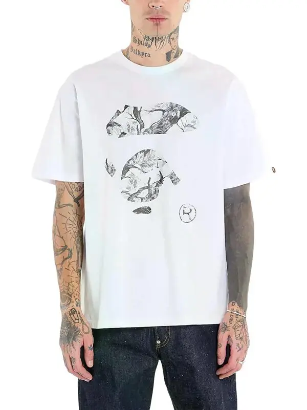 A BATHING APE Tree Edge Camo Ape Face T-shirt - White