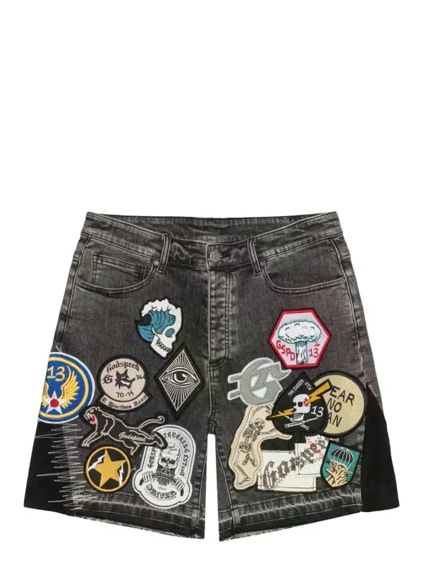 GODSPEED V2 Patchwork Denim Shorts - Grey