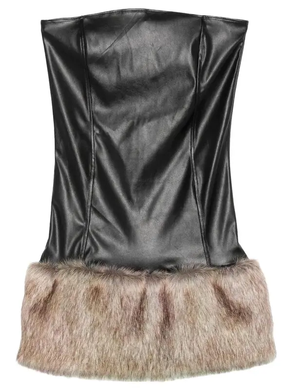 COWBOYS OF HABIT Pamela Faux-fur Mini Dress - Black