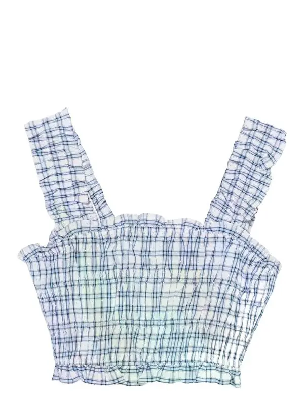Maje Check-pattern Ruffled Top - White