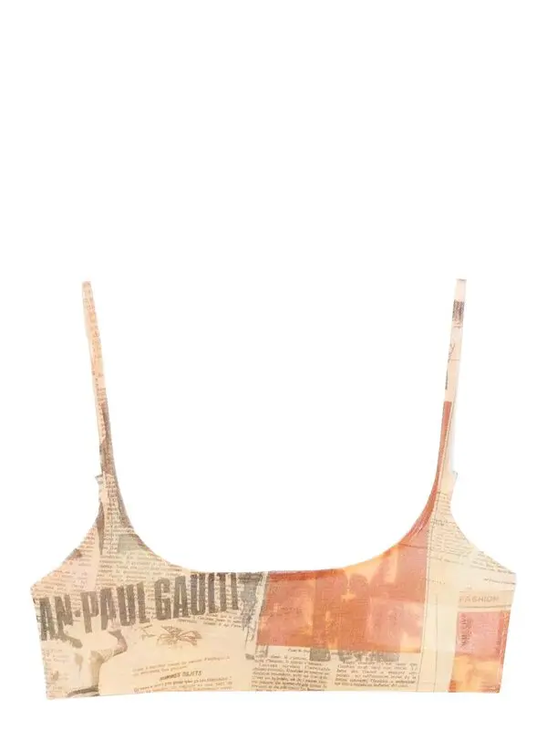 JEAN PAUL GAULTIER Newspaper-print Top - Neutrals
