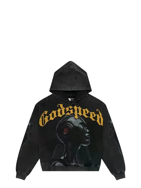 GODSPEED Graphic Print Hoodie - Black