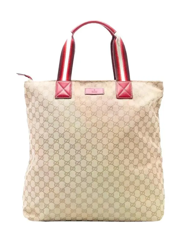 Gucci Gg Canvas Web Tote Bag - Brown
