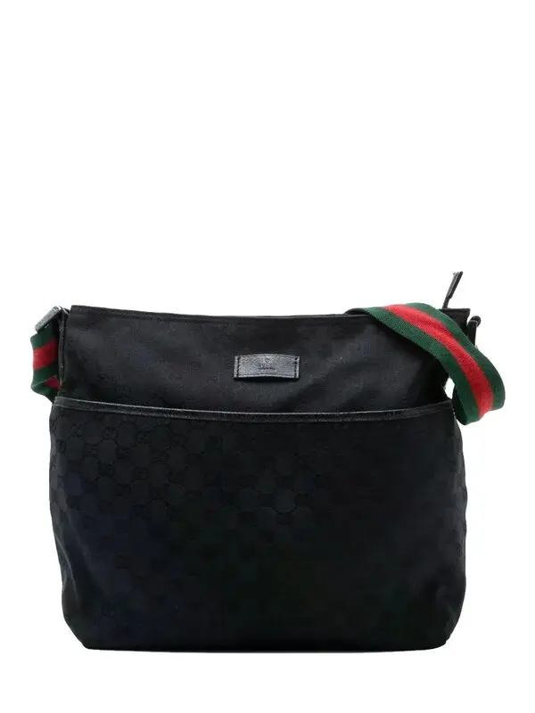 Gucci Gg Canvas Web Crossbody Bag - Black