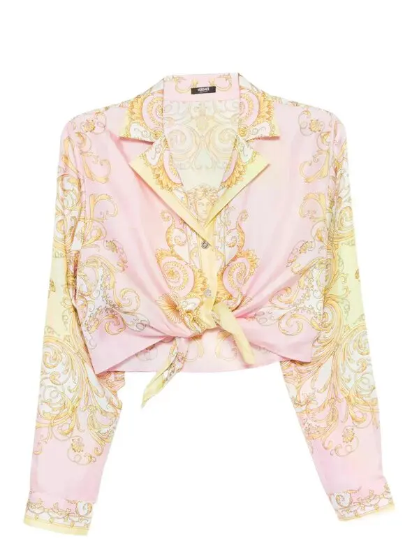 Versace Printed Silk Twill Shirt - Pink