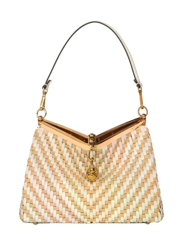 Etro Vela Woven Leather Shoulder Bag - Neutrals