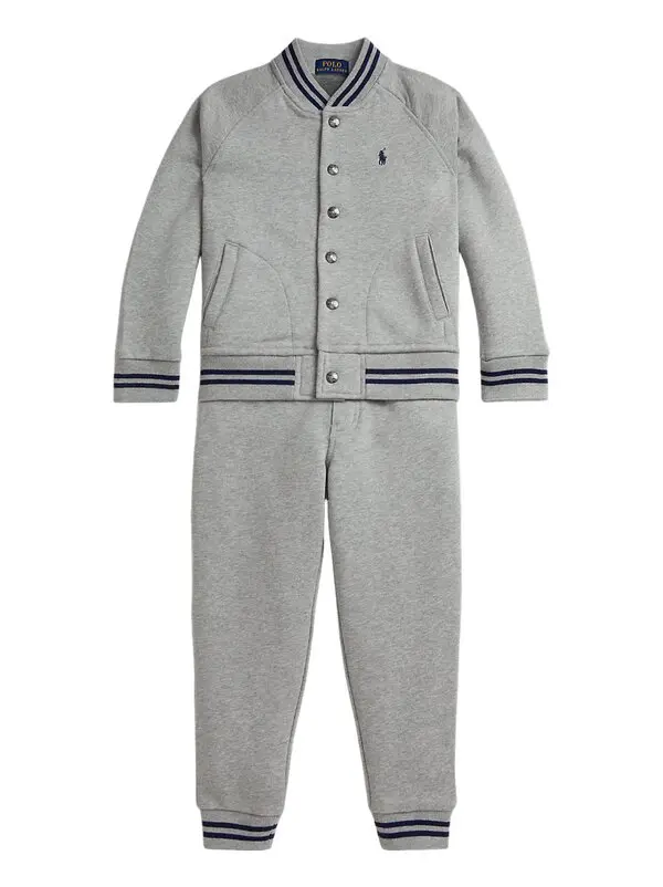 Ralph Lauren Fleece Baseball Jacket And Jogger Pant Set - Andover Heather