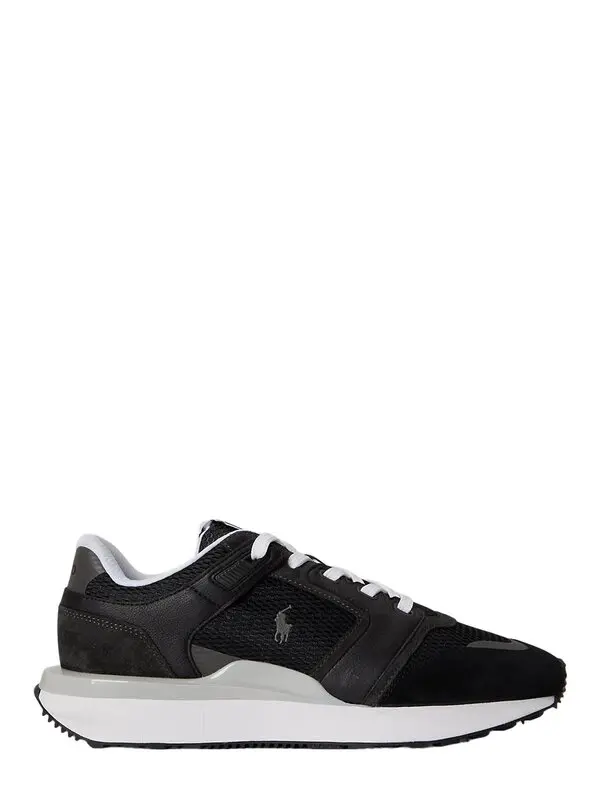 Ralph Lauren Train 89 Suede & Mesh Sneakers - Black/faded Black