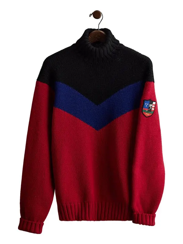 Ralph Lauren C. 1989 Downhill Skier Sweater - Red