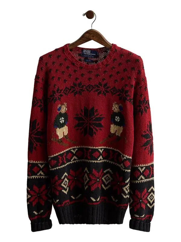 Ralph Lauren 1992 Bear Snowflake Sweater Size - Red