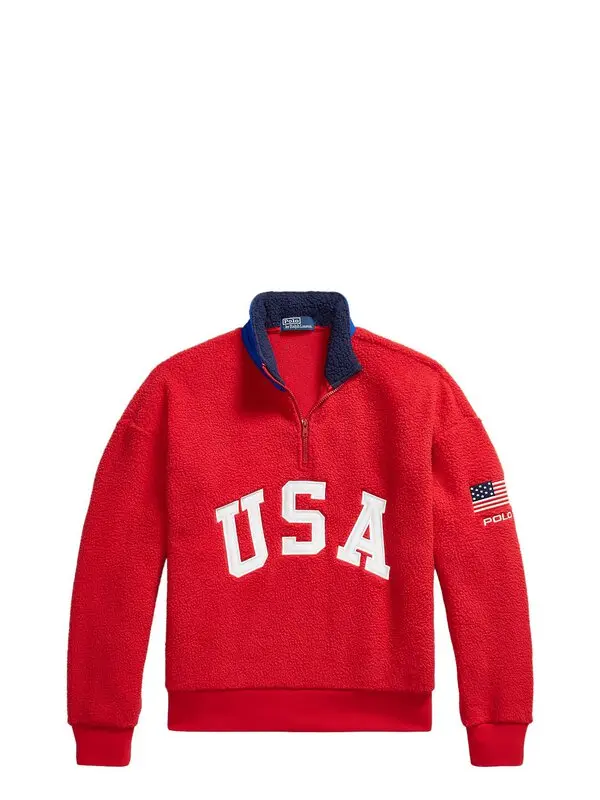 Ralph Lauren Relaxed Fit Flag Fleece Pullover - Rl 2000 Red