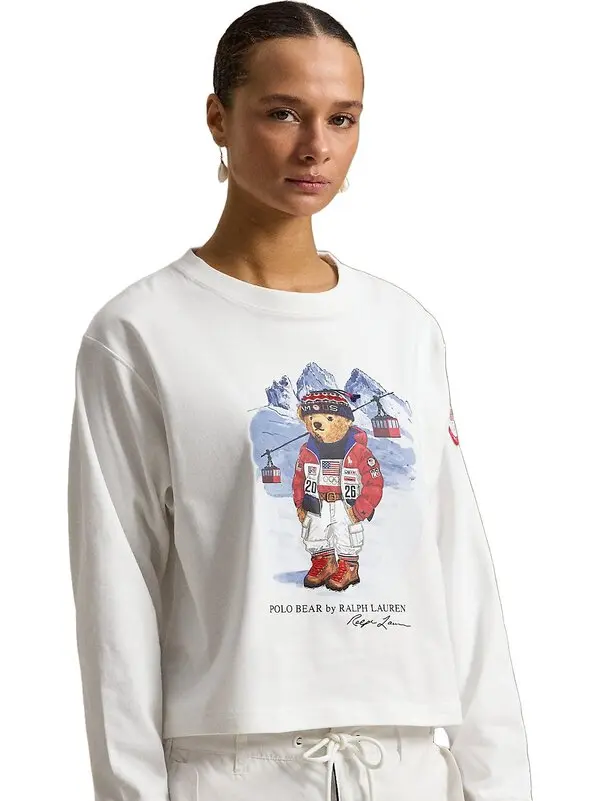 Ralph Lauren Team Usa Polo Bear Long-sleeve Tee - White