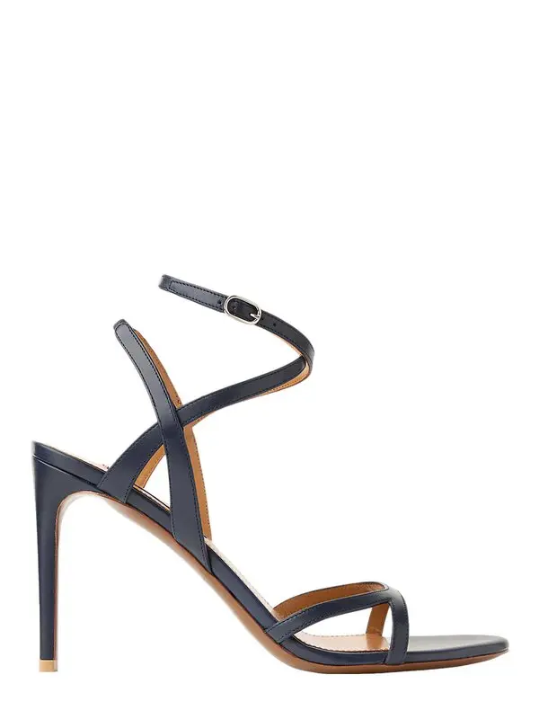 Ralph Lauren Clarke 95 Mm Calfskin Sandal - Lux Navy