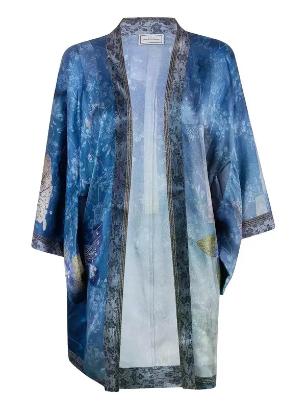 PIERRE-LOUIS MASCIA Floral-print Kimono Jacket - Blue