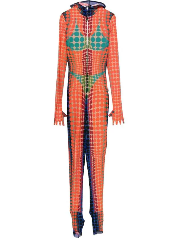 Jean Paul Gaultier Hooded Polka-dot All-in-one - Orange