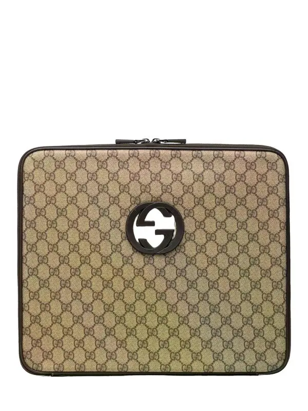 Gucci Gg Supreme Laptop Case - Brown