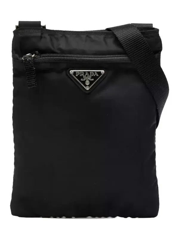 Prada 2000-2013 Tessuto Zip Top Crossbody Bag - Black