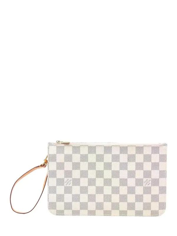 LOUIS VUITTON 2015 Damier Azur Neverfull Mm Pouch - White