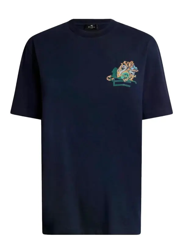 Etro Logo-embroidered T-shirt - Blue