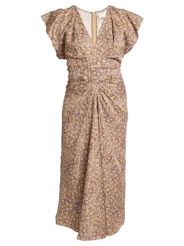 Isabel Marant Lyndsay Floral-print Midi Dress - Ochre