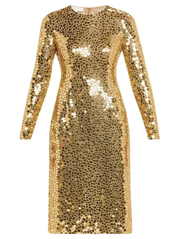 Michael Kors Mirror Embroidered Sheath Dress - Gold