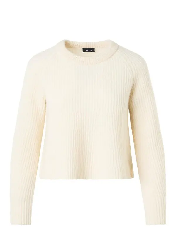 Akris Cashmere And Silk Ribbed Knit Sweater - Ecru