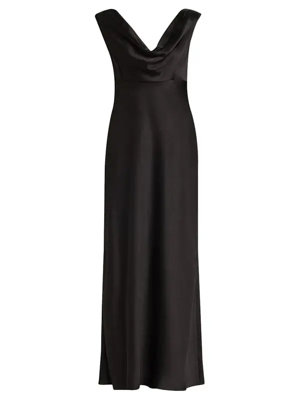 Vince Draped Satin Cowl-neck Maxi Dress - Black
