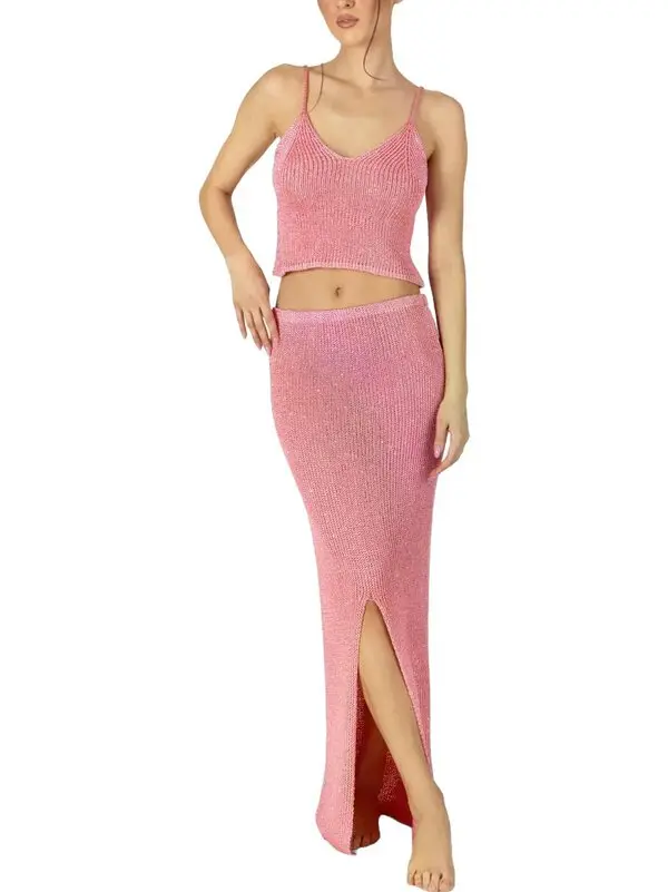 PARAMIDONNA Slit Maxi Skirt - Pink