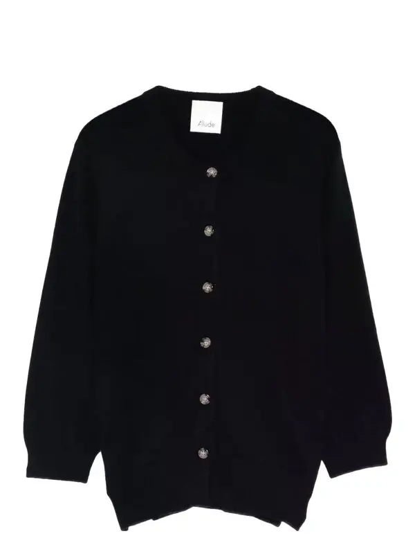 ALLUDE Button Cardigan - Black
