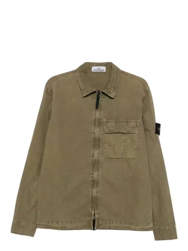 Stone Island Chest-pocket Zip-up Shirt Jacket - Green