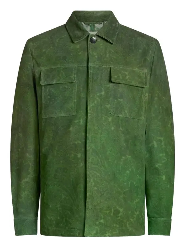 Etro Floral Paisley Suede Jacket - Green