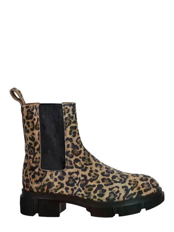 SUMMERY COPENHAGEN Leopard Print Lug-sole Chelsea Boots - Brown